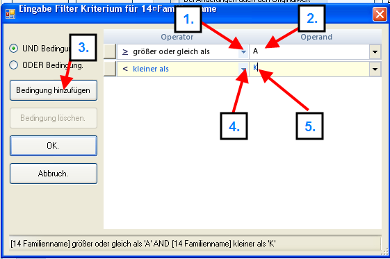 Liste sortieren, filtern, Spalten umordnen usw